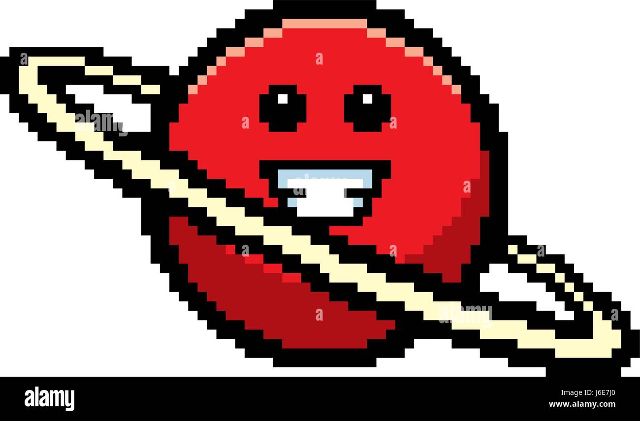 An illustration of a planet smiling in an 8-bit cartoon style Stock ...
