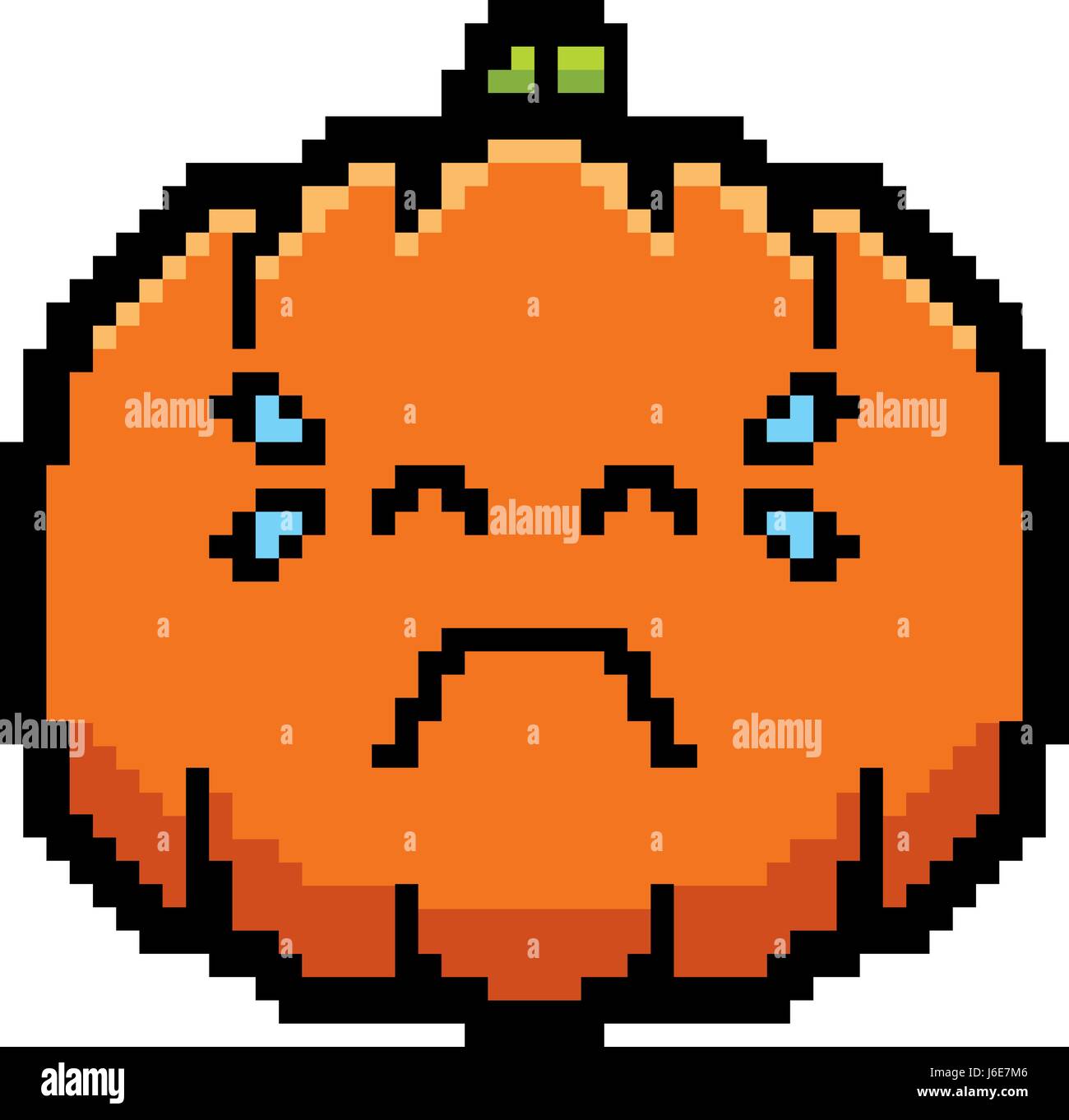 An illustration of a pumpkin crying in an 8-bit cartoon style Stock ...
