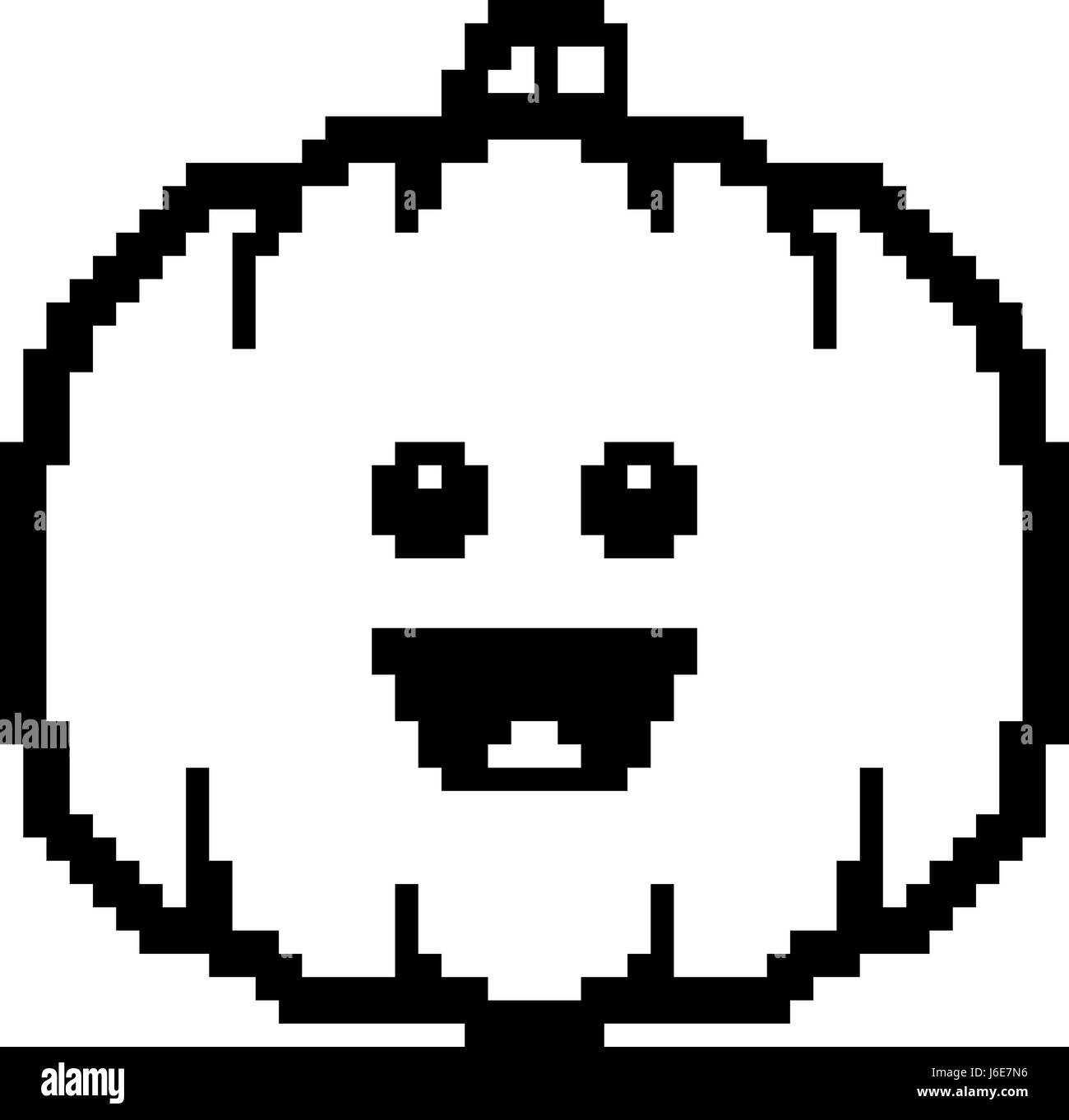 An illustration of a pumpkin smiling in an 8-bit cartoon style Stock ...