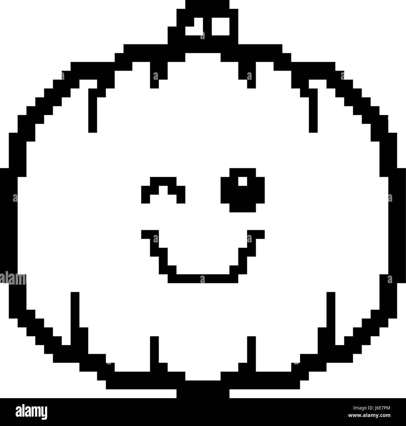 An illustration of a pumpkin winking in an 8-bit cartoon style Stock ...