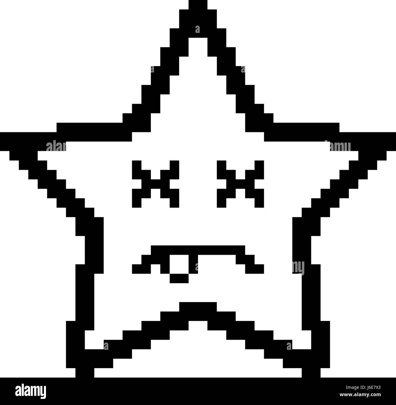 An illustration of a star looking dead in an 8-bit cartoon style Stock ...