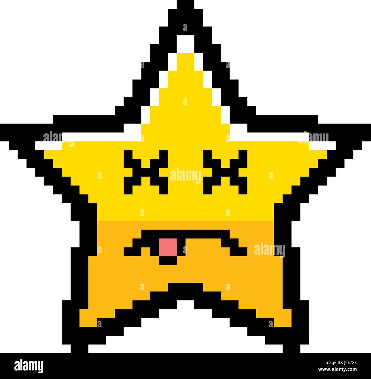 An illustration of a star looking dead in an 8-bit cartoon style Stock ...