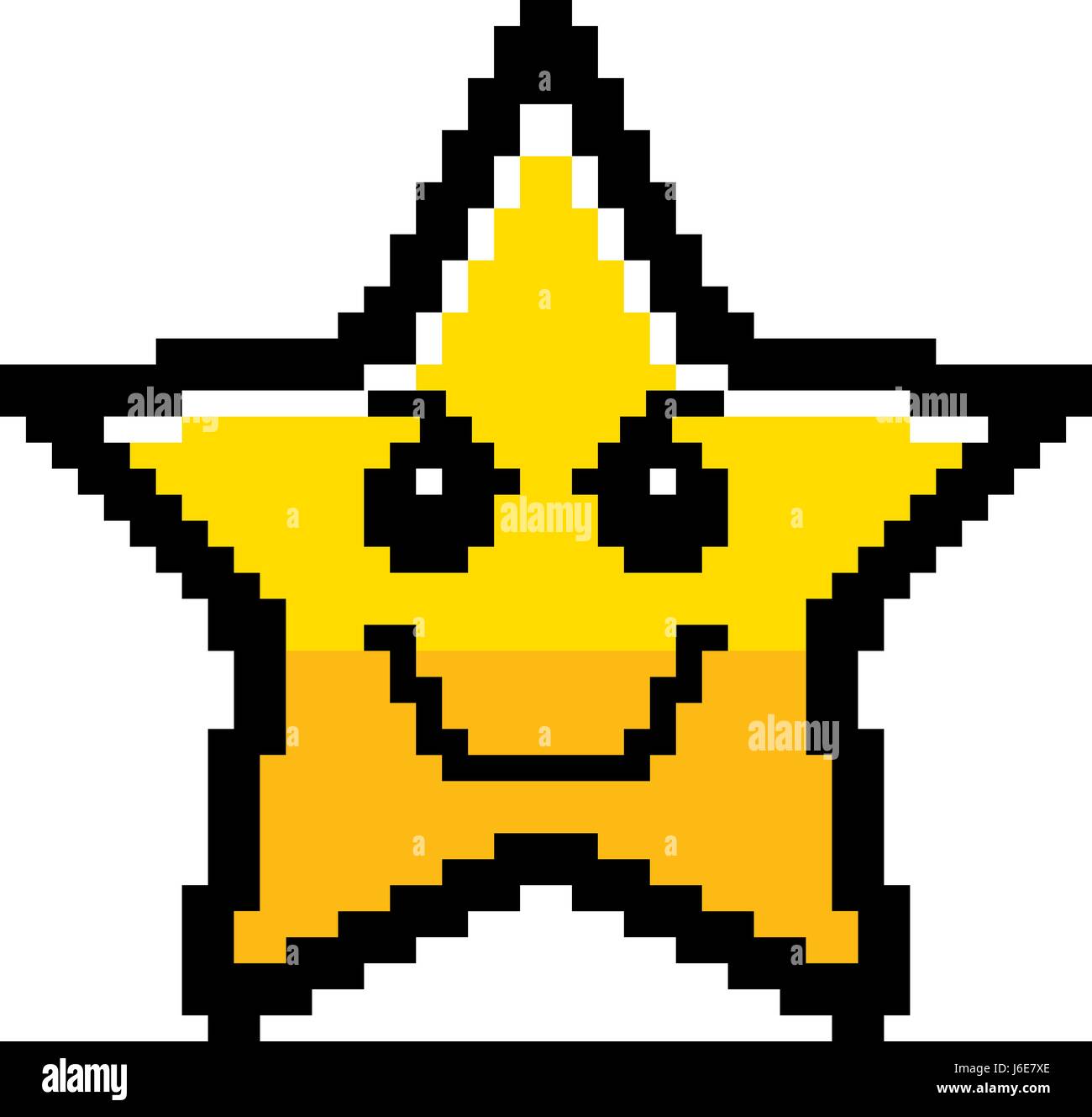 An illustration of a star looking evil in an 8-bit cartoon style Stock ...