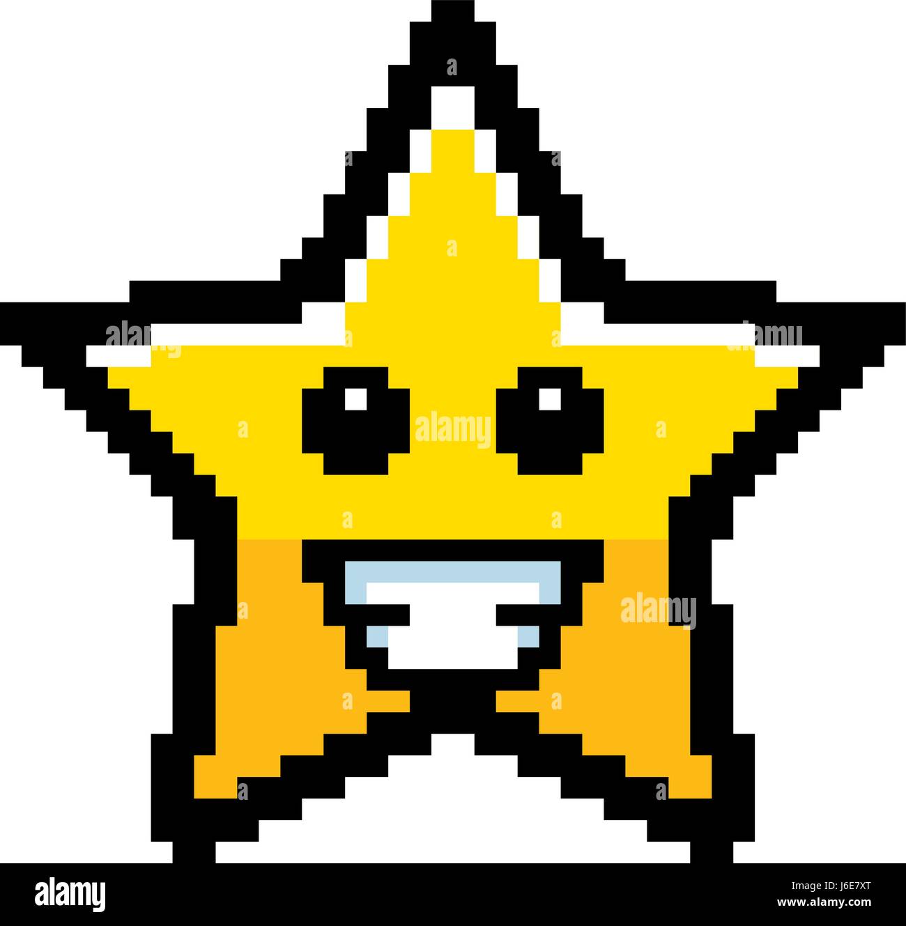 An illustration of a star smiling in an 8-bit cartoon style Stock ...
