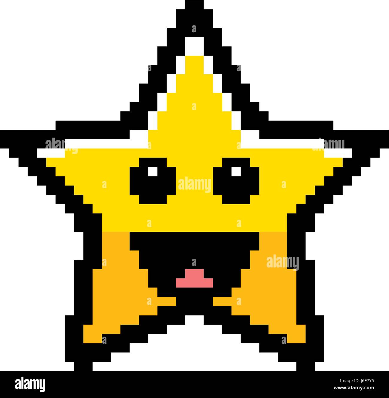 An illustration of a star smiling in an 8-bit cartoon style Stock ...