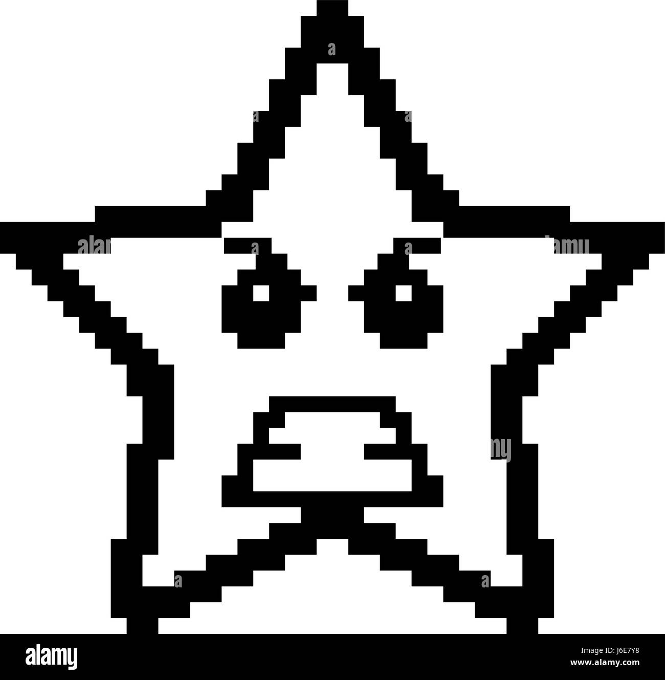 An illustration of a star looking angry in an 8-bit cartoon style Stock ...