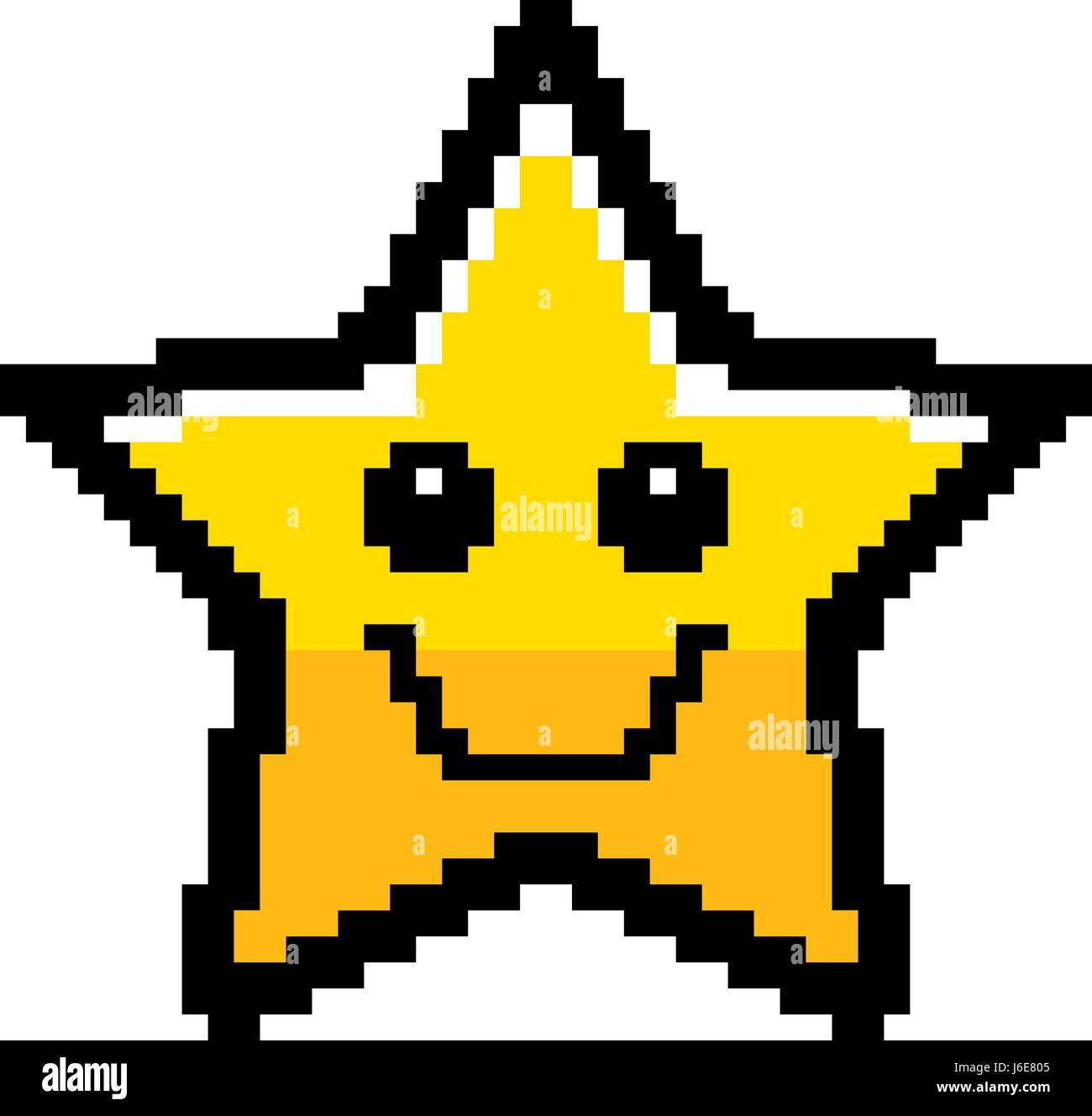 An illustration of a star smiling in an 8-bit cartoon style Stock ...