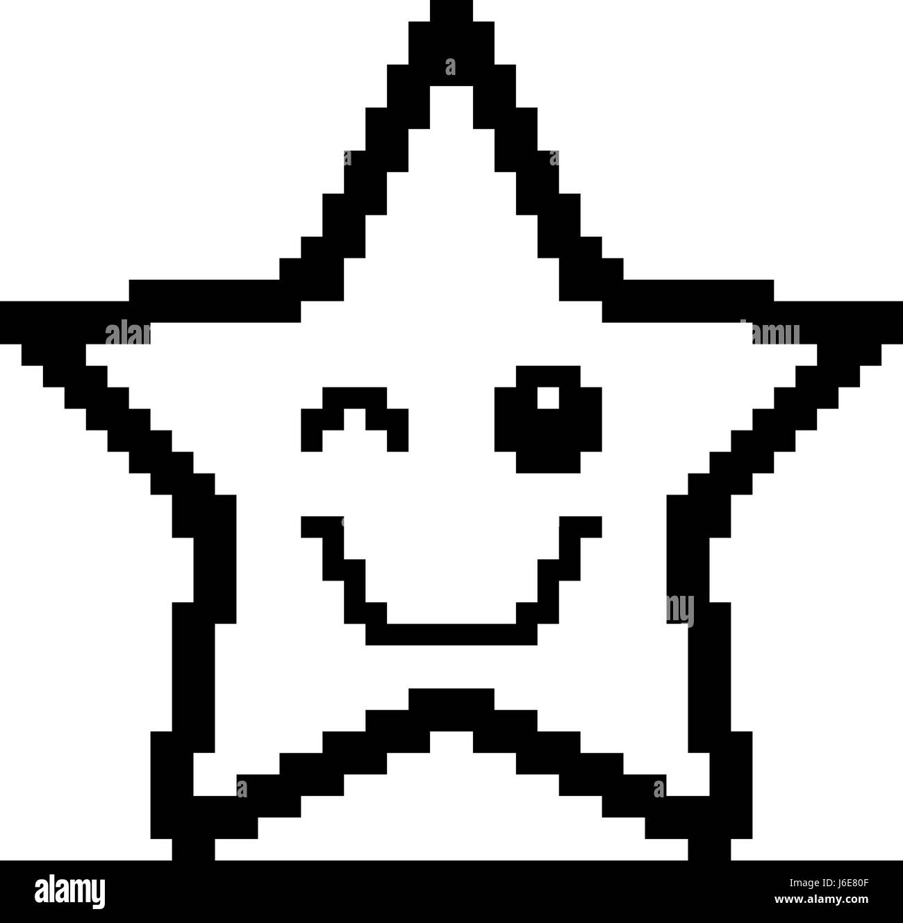 An illustration of a star winking in an 8-bit cartoon style Stock ...
