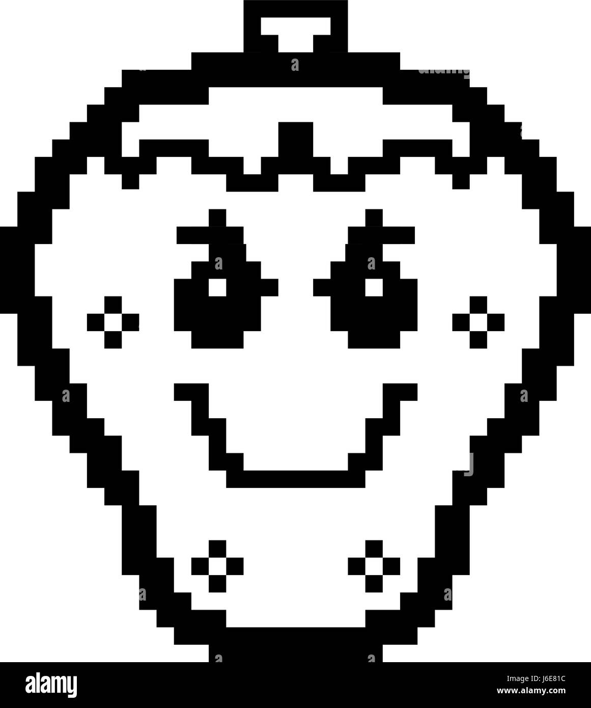 An illustration of a strawberry looking evil in an 8-bit cartoon style ...
