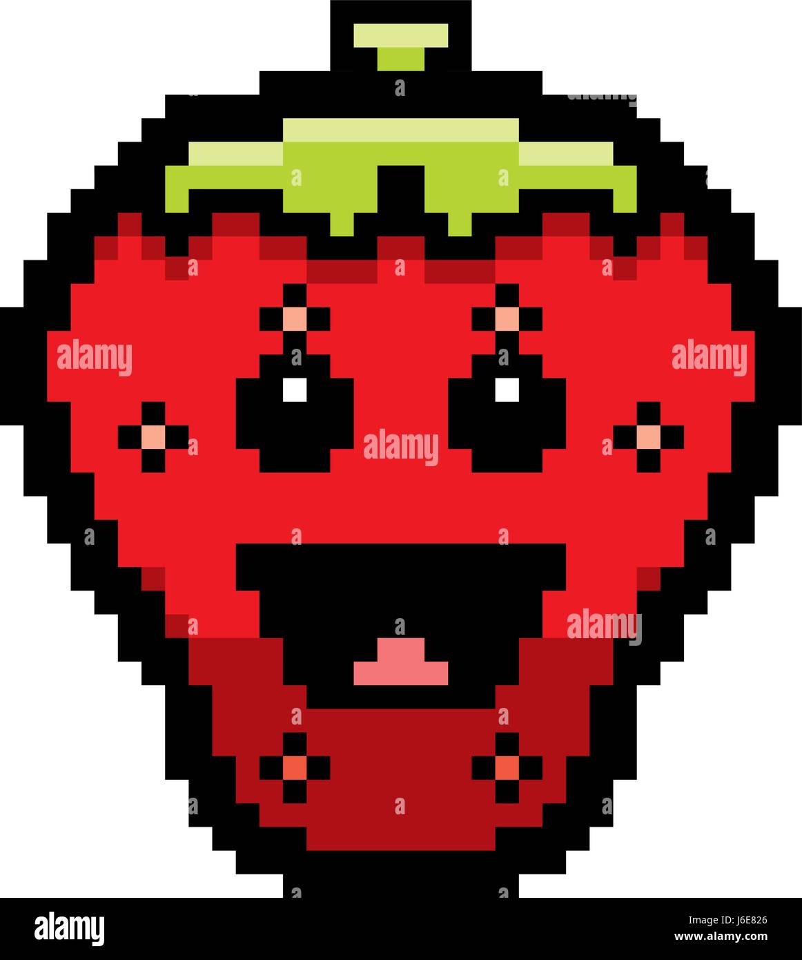 An illustration of a strawberry smiling in an 8-bit cartoon style Stock ...
