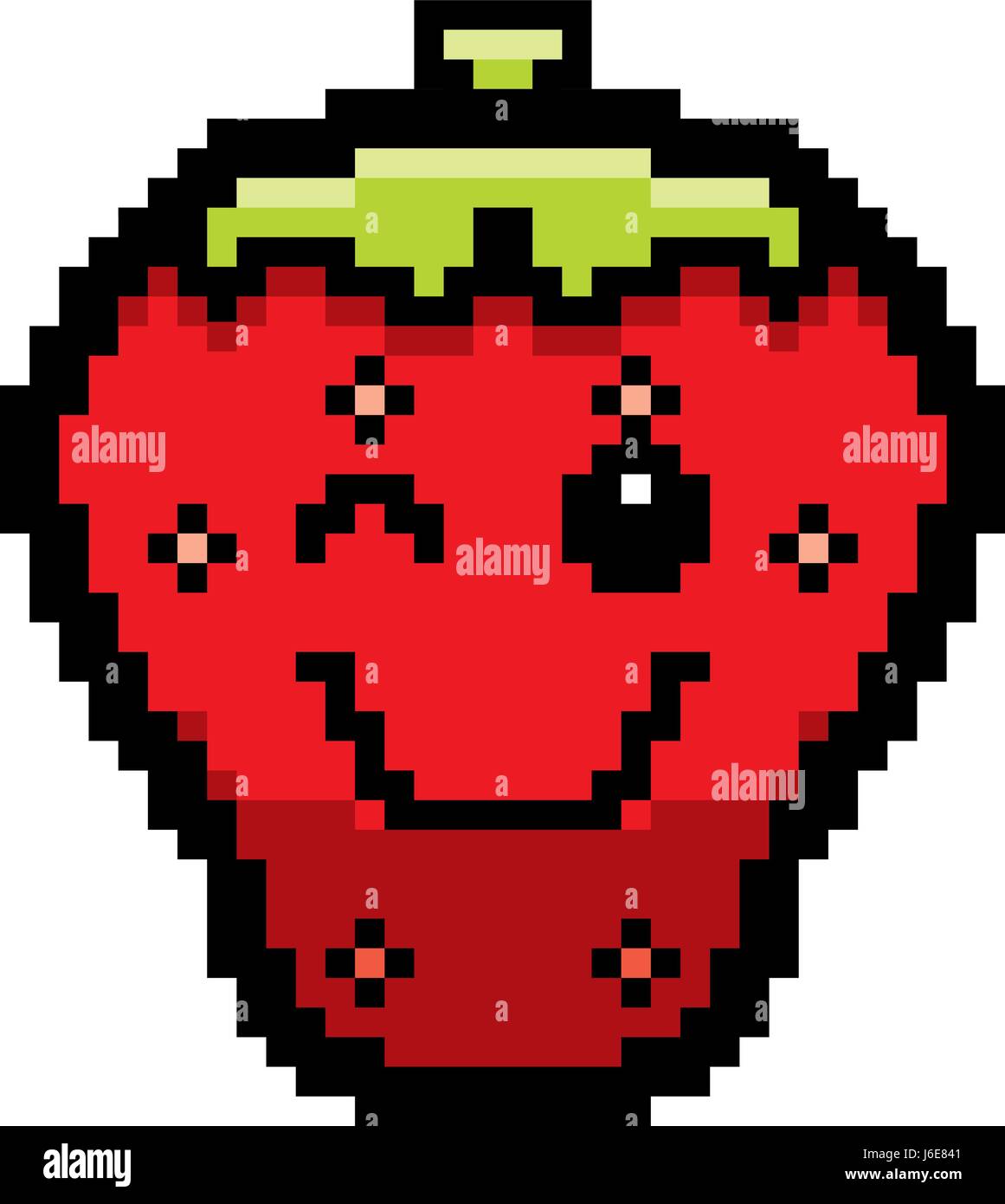 An illustration of a strawberry winking in an 8-bit cartoon style Stock ...