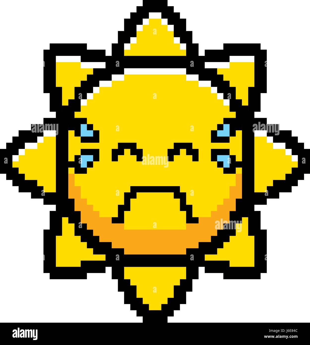 An illustration of the sun crying in an 8-bit cartoon style Stock ...