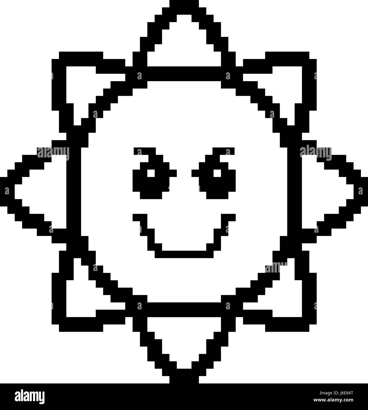 An illustration of the sun looking evil in an 8-bit cartoon style Stock ...