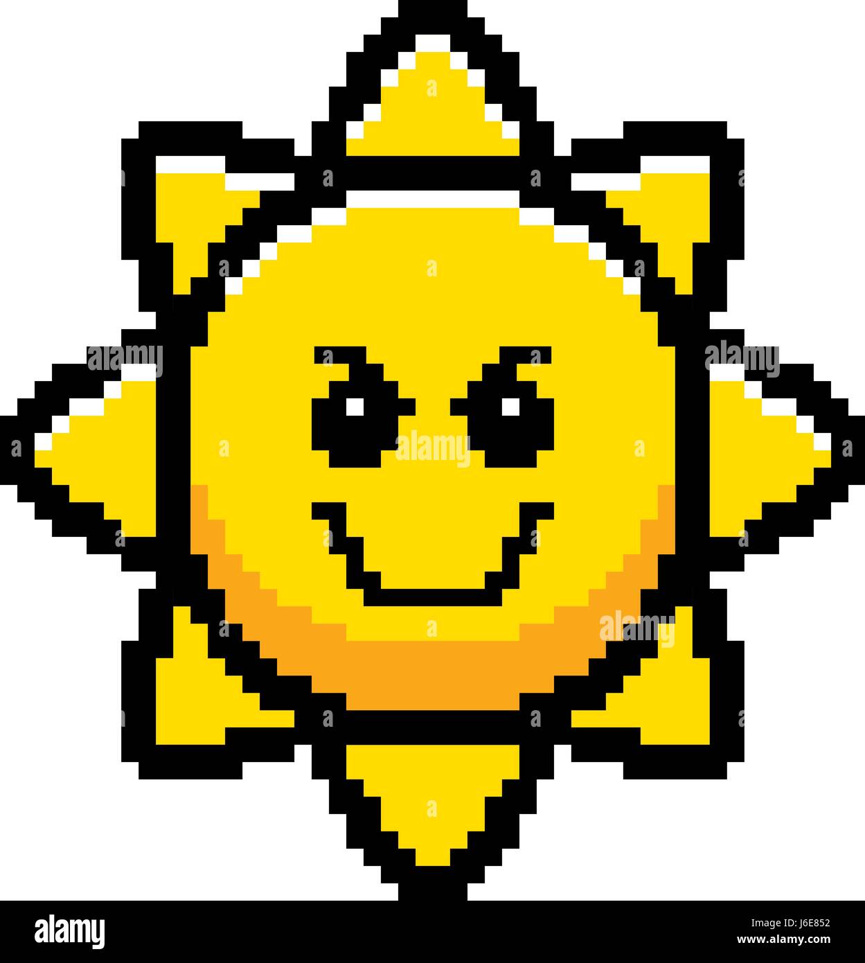 An illustration of the sun looking evil in an 8-bit cartoon style Stock ...