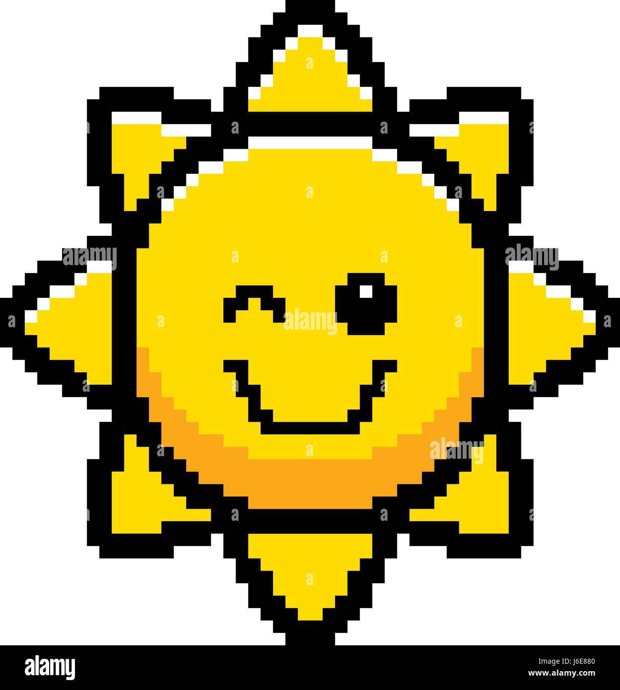 An illustration of the sun winking in an 8-bit cartoon style Stock ...