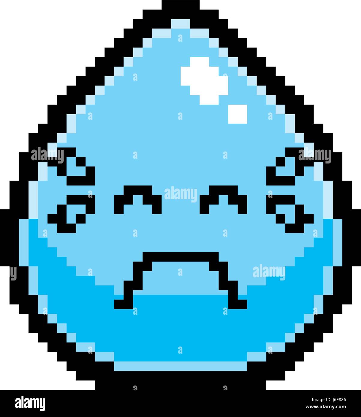An illustration of a water drop crying in an 8-bit cartoon style Stock ...