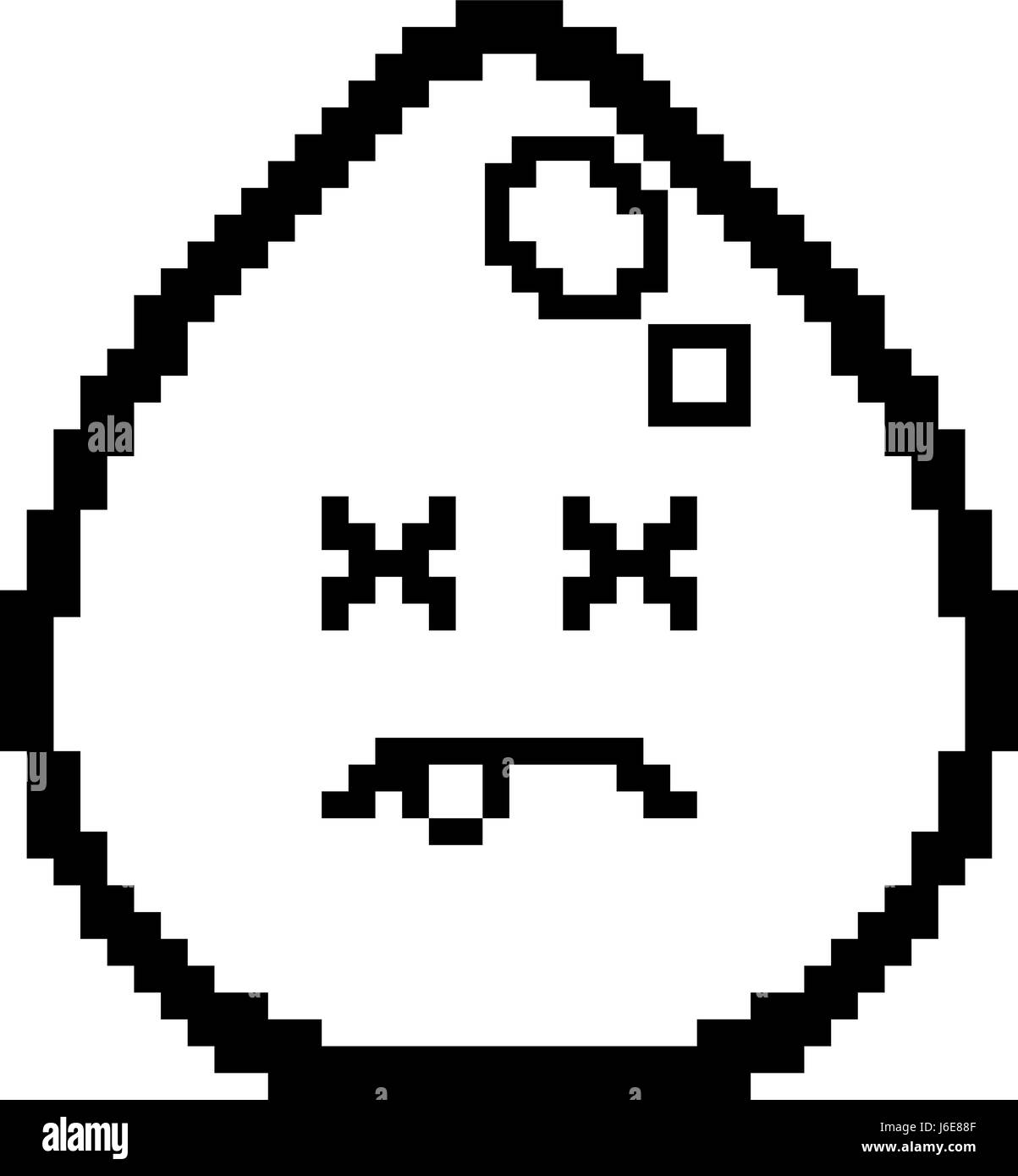 An illustration of a water drop looking dead in an 8-bit cartoon style ...
