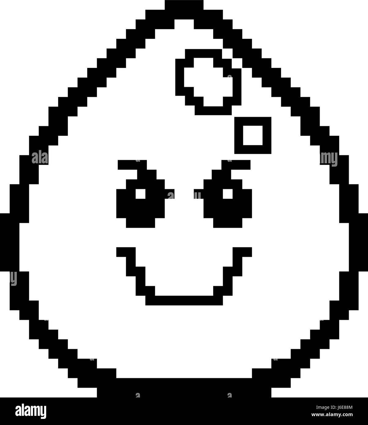 An illustration of a water drop looking evil in an 8-bit cartoon style ...