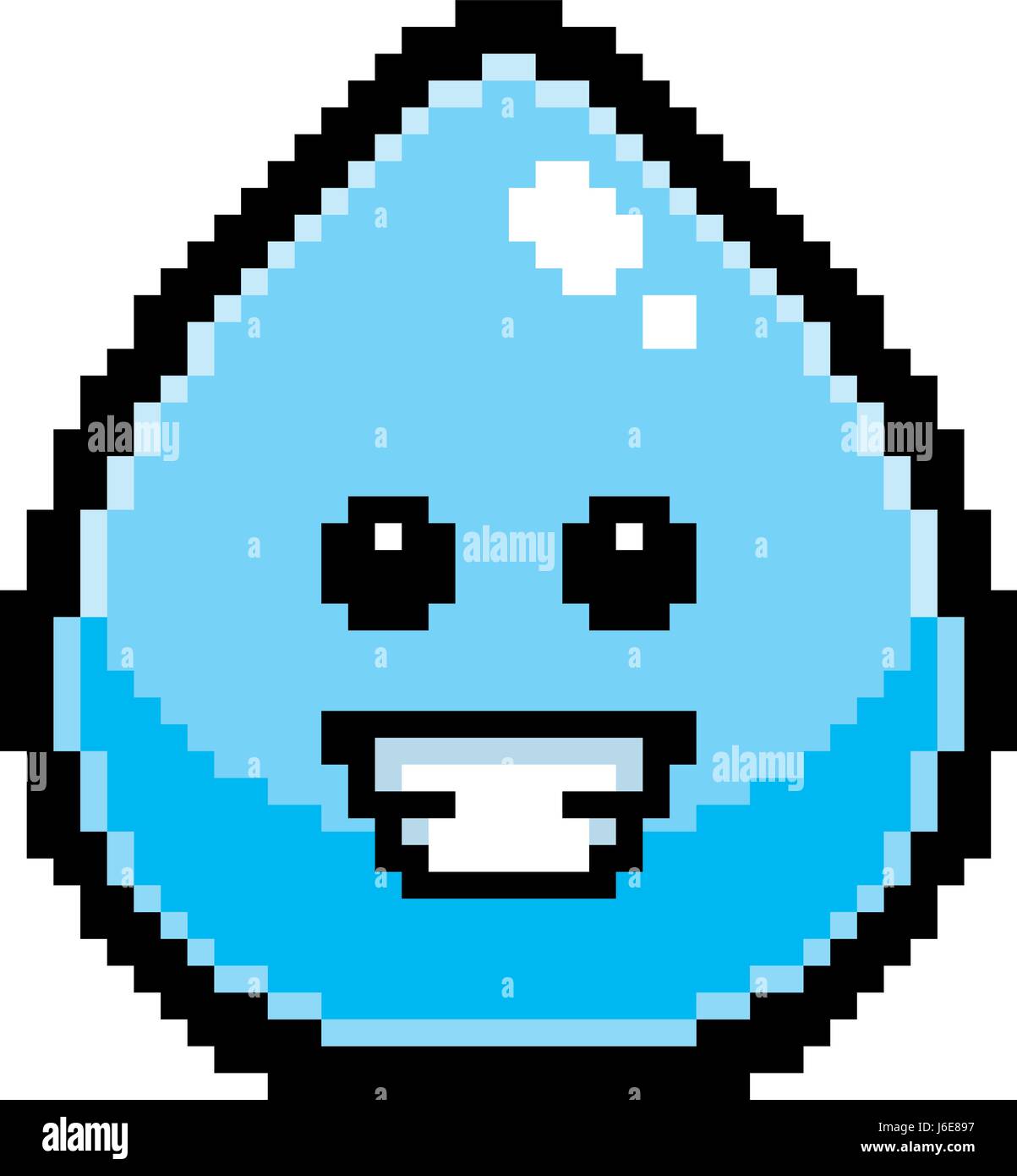 An illustration of a water drop smiling in an 8-bit cartoon style Stock ...