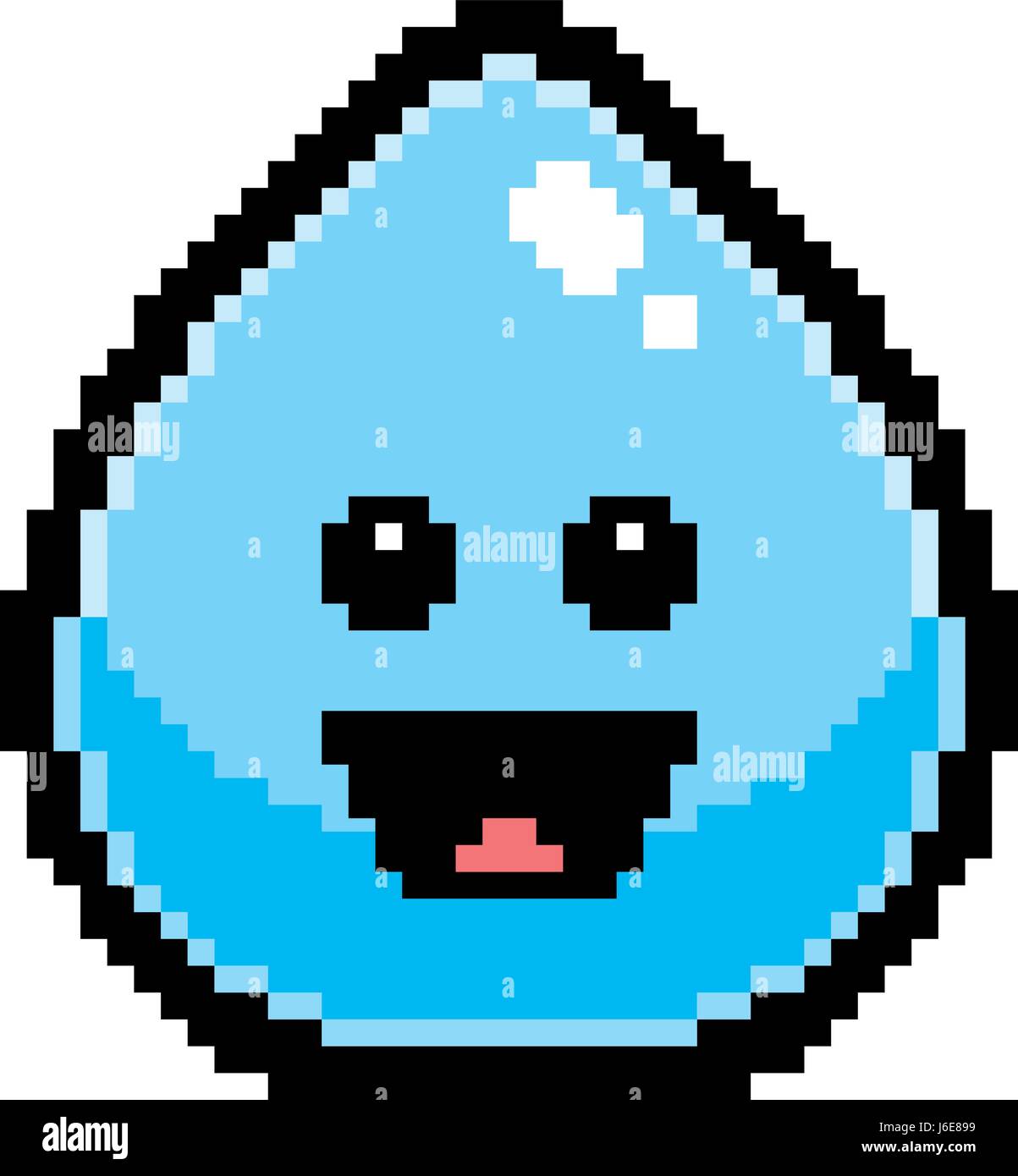 An illustration of a water drop smiling in an 8-bit cartoon style Stock ...