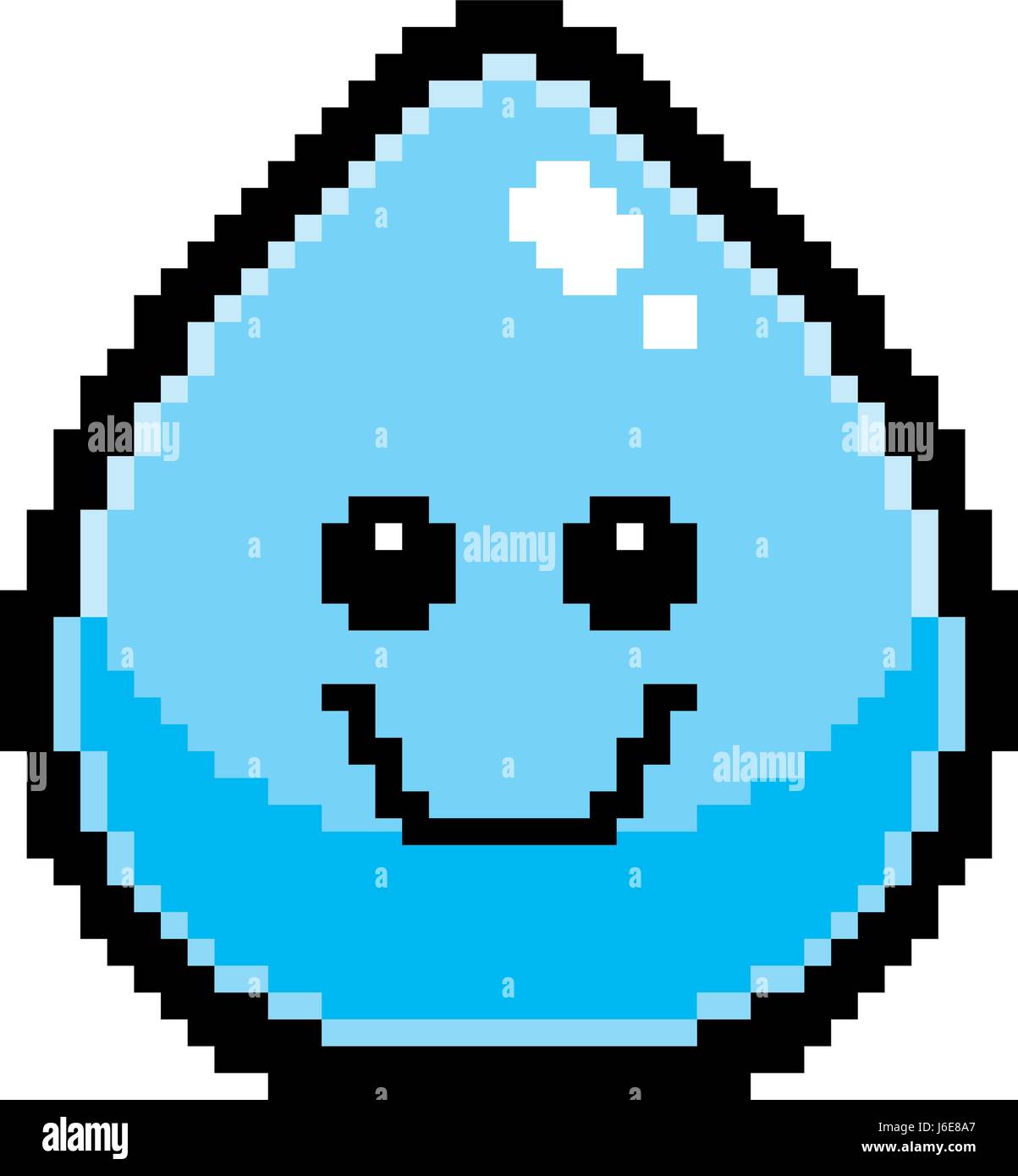 An illustration of a water drop smiling in an 8-bit cartoon style Stock ...
