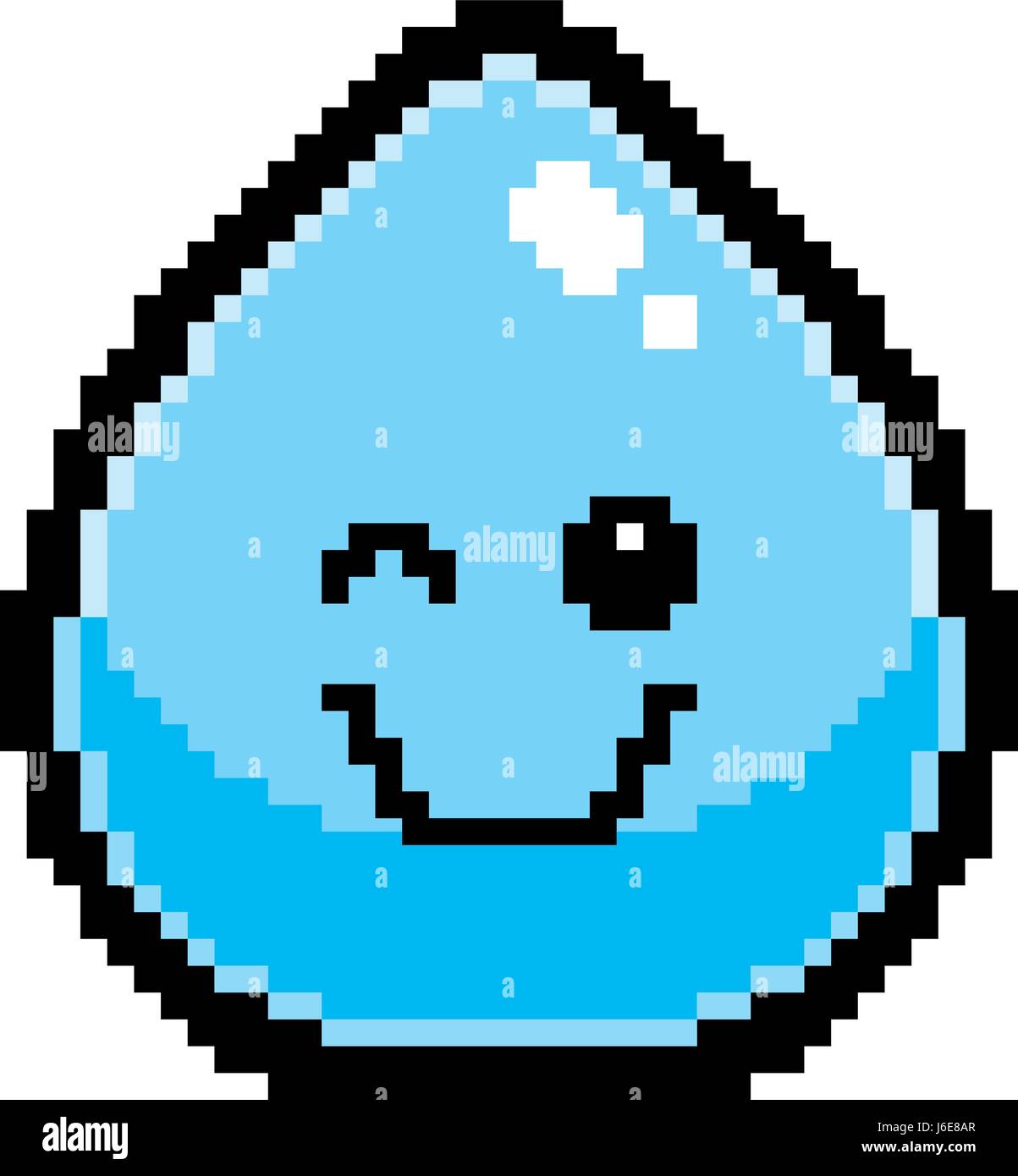 An illustration of a water drop winking in an 8-bit cartoon style Stock ...