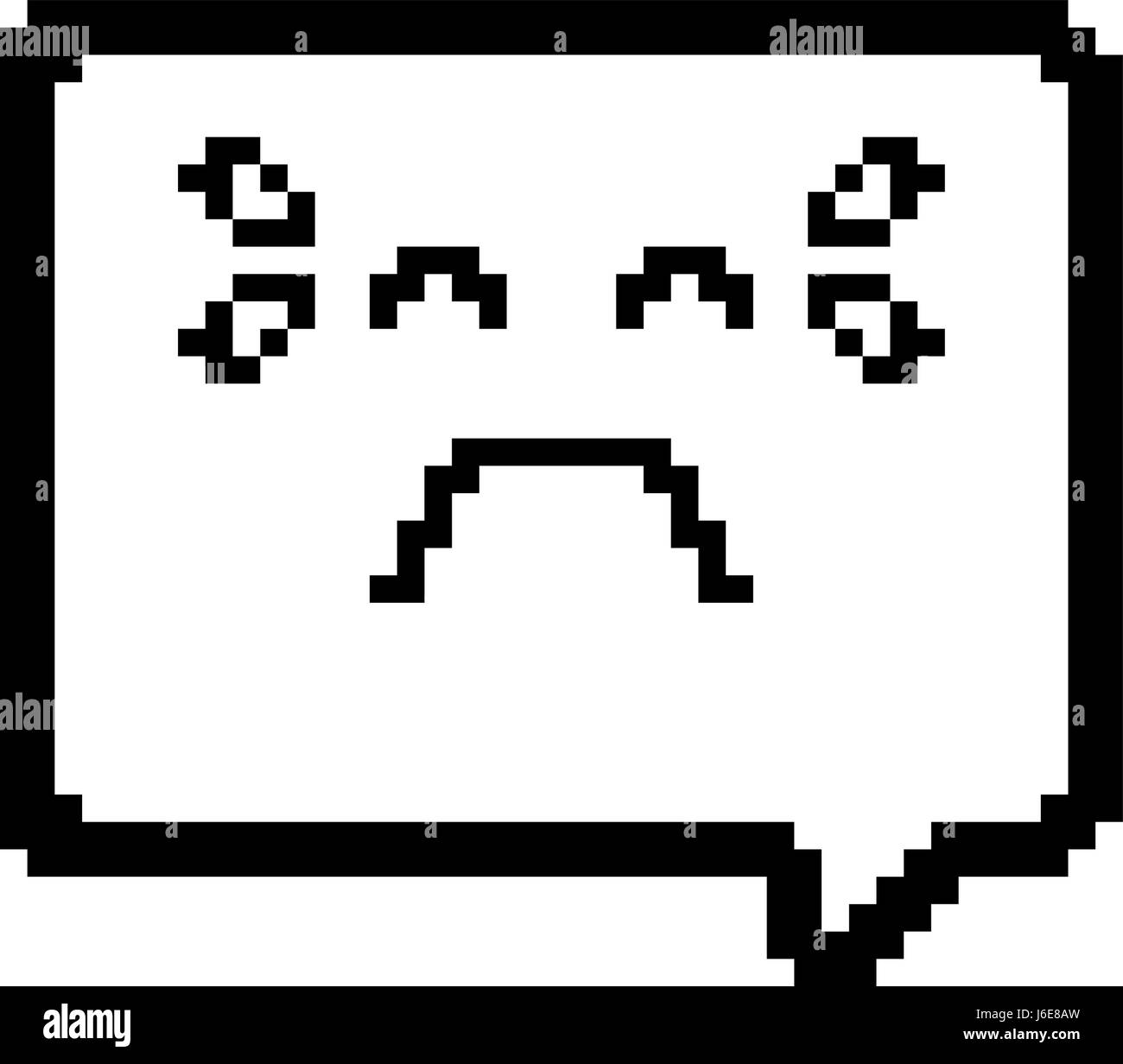 An illustration of a word balloon crying in an 8-bit cartoon style ...
