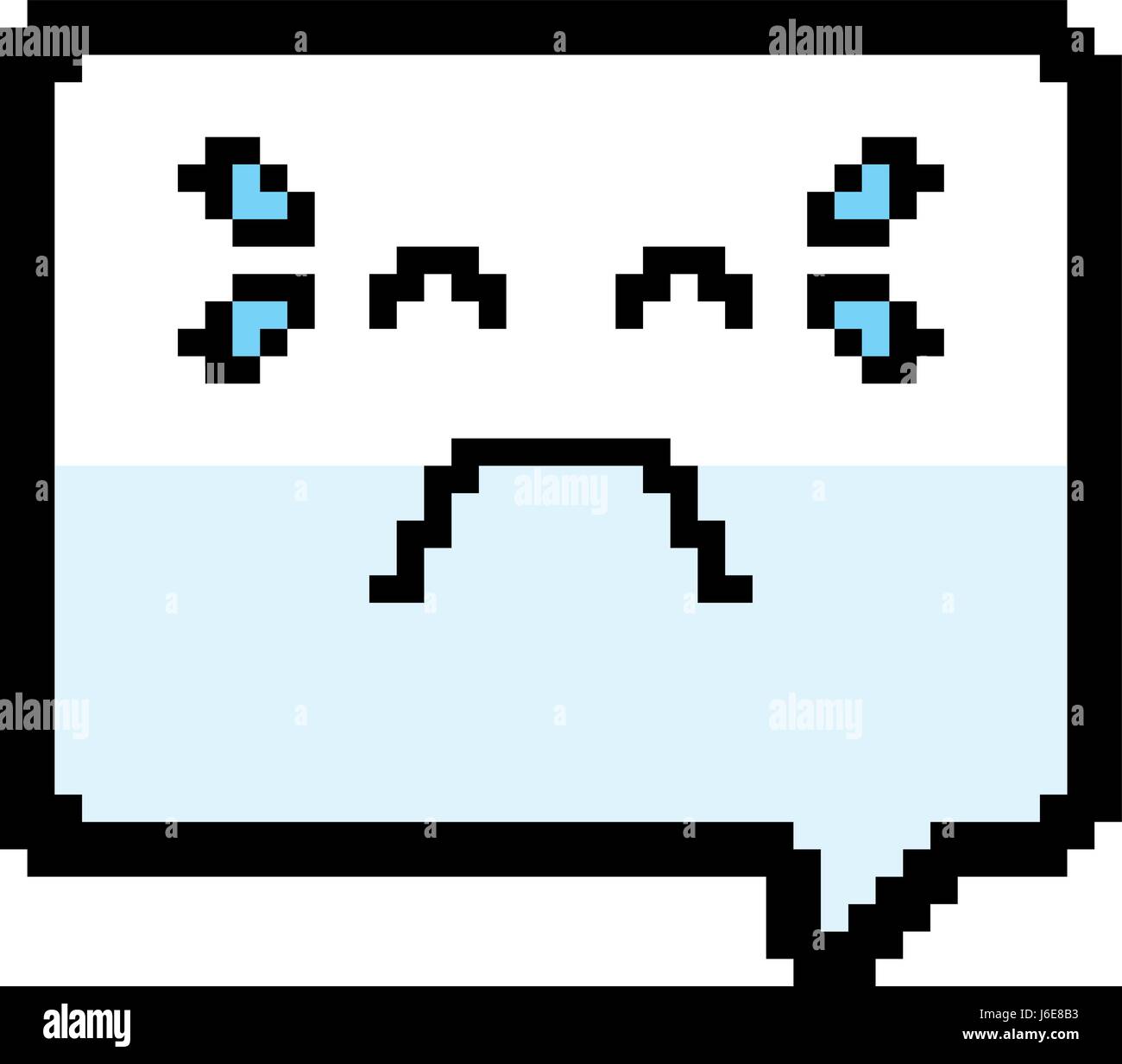 An illustration of a word balloon crying in an 8-bit cartoon style ...