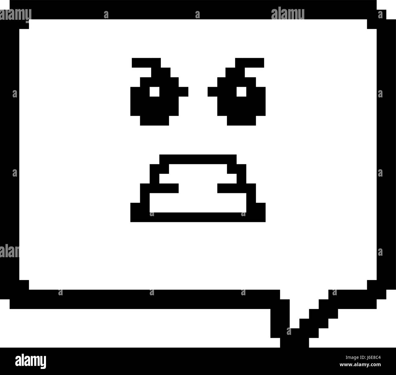 An illustration of a word balloon looking angry in an 8-bit cartoon ...