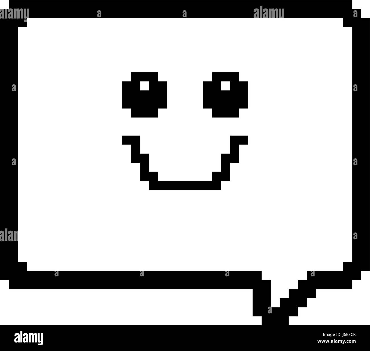 An illustration of a word balloon smiling in an 8-bit cartoon style ...