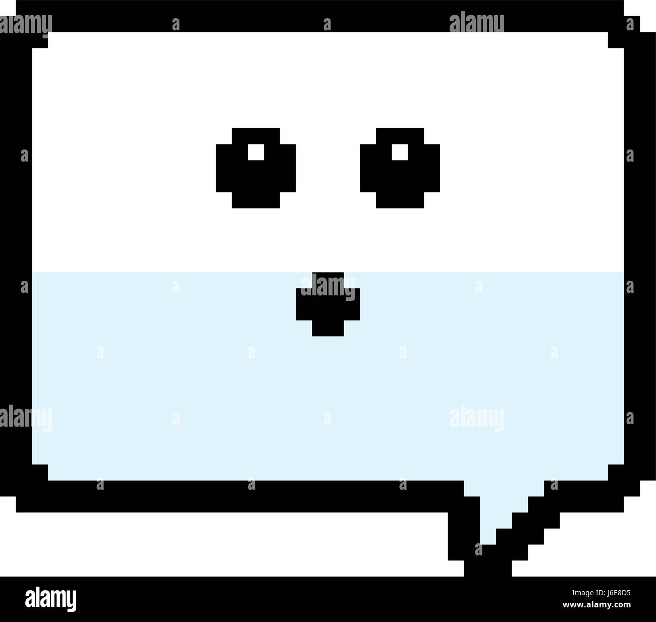 An illustration of a word balloon looking surprised in an 8-bit cartoon ...
