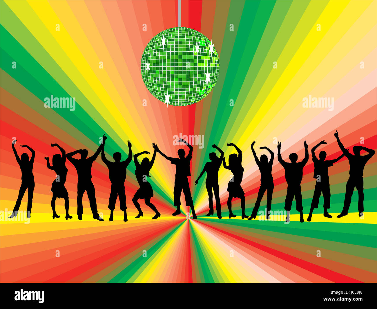 dances with green disco ball Stock Photo - Alamy