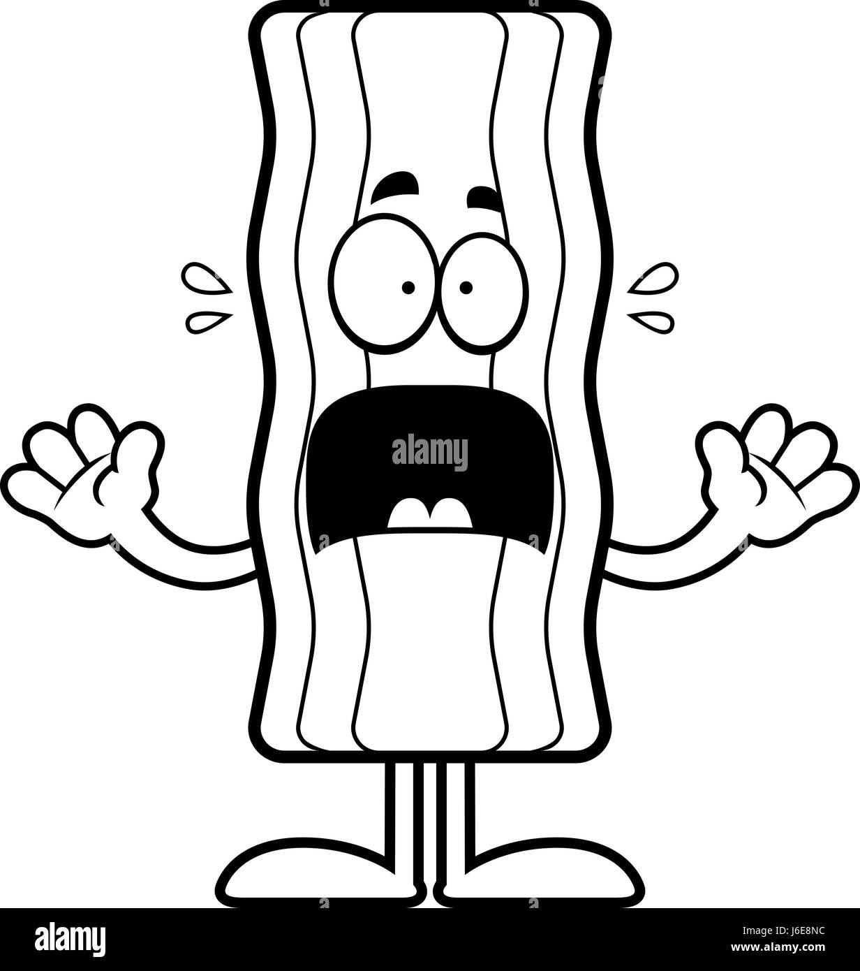 A cartoon illustration of a bacon strip looking scared Stock Vector ...