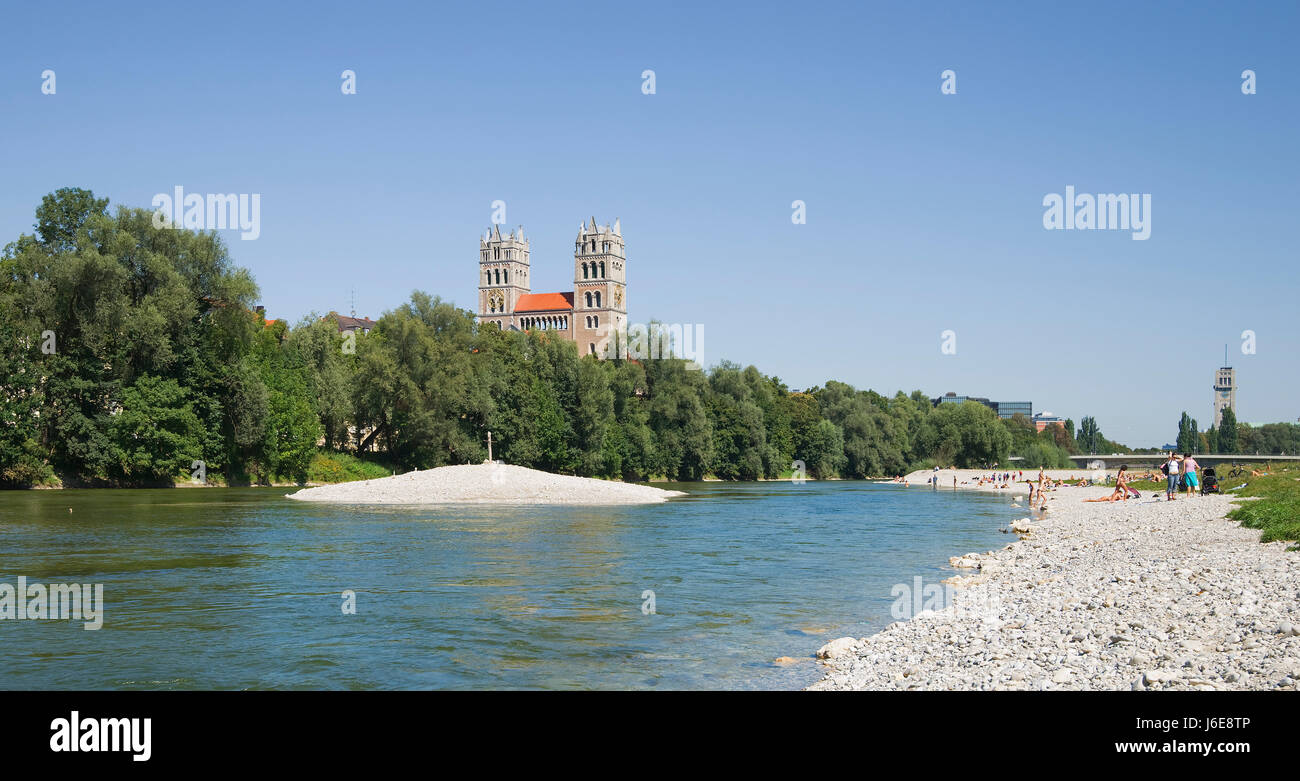 city town bavaria munich germany german federal republic river water ...
