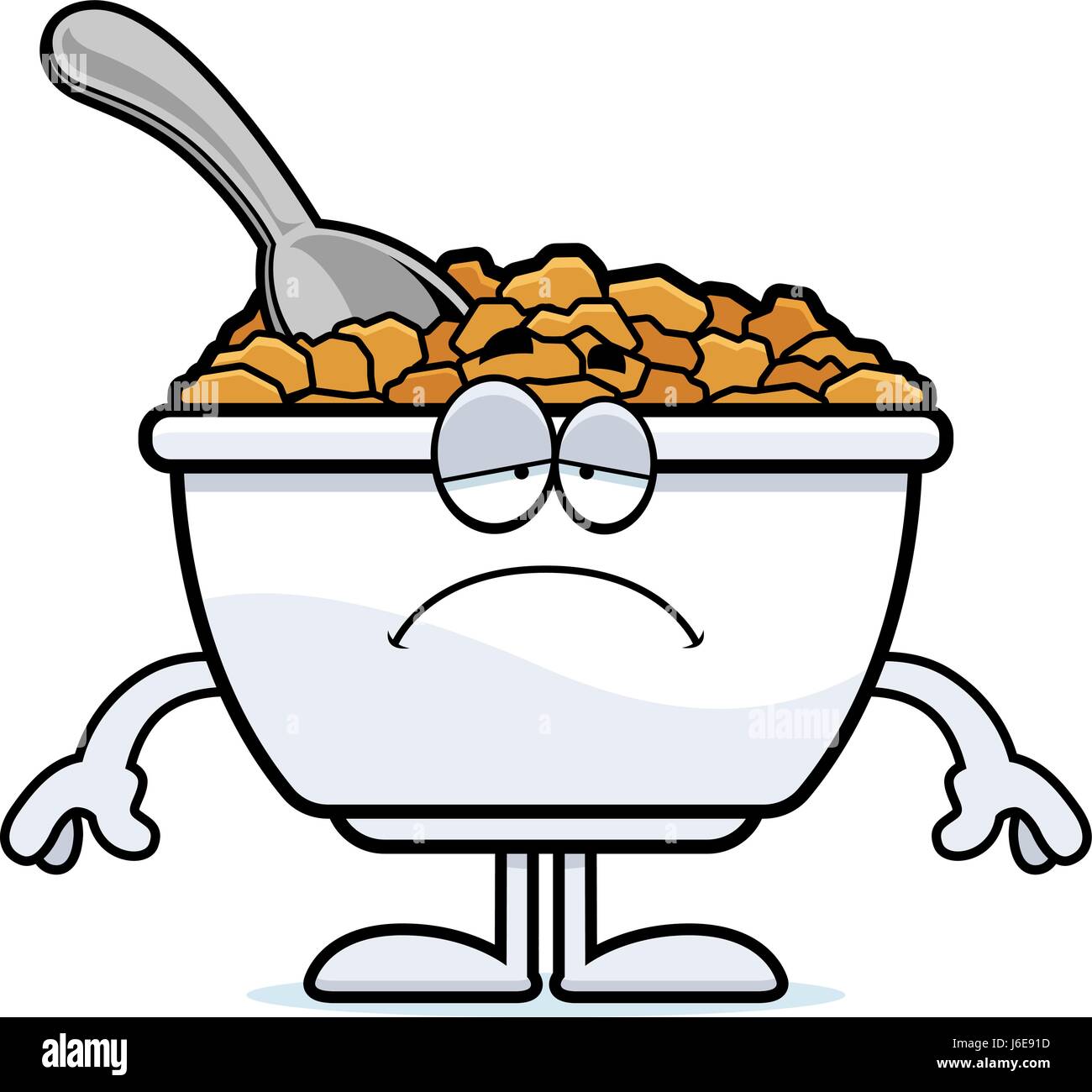 A cartoon illustration of a bowl of cereal looking sad Stock Vector ...