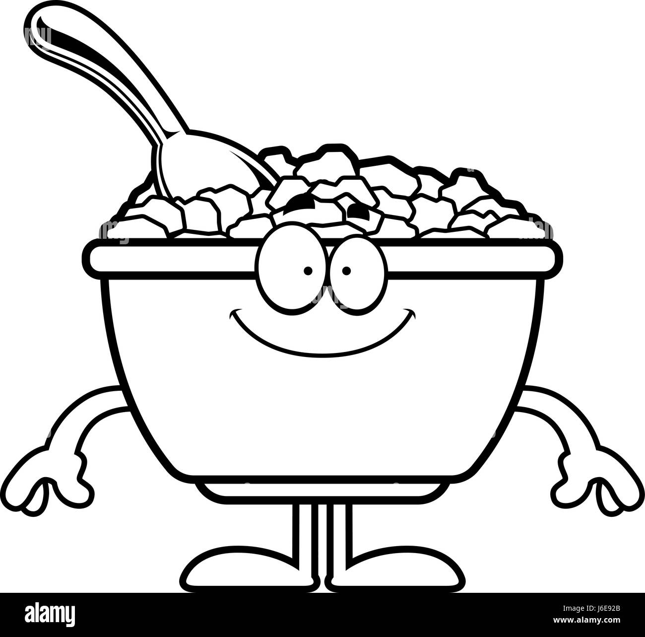 A cartoon illustration of a bowl of cereal looking happy Stock Vector ...
