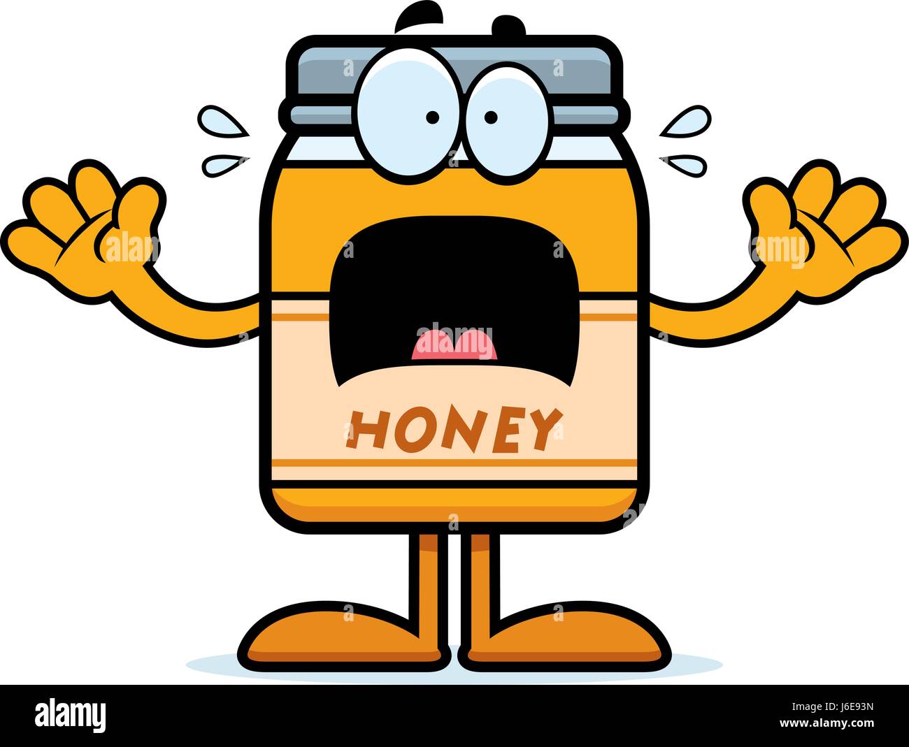 A cartoon illustration of a honey jar looking scared Stock Vector Image ...