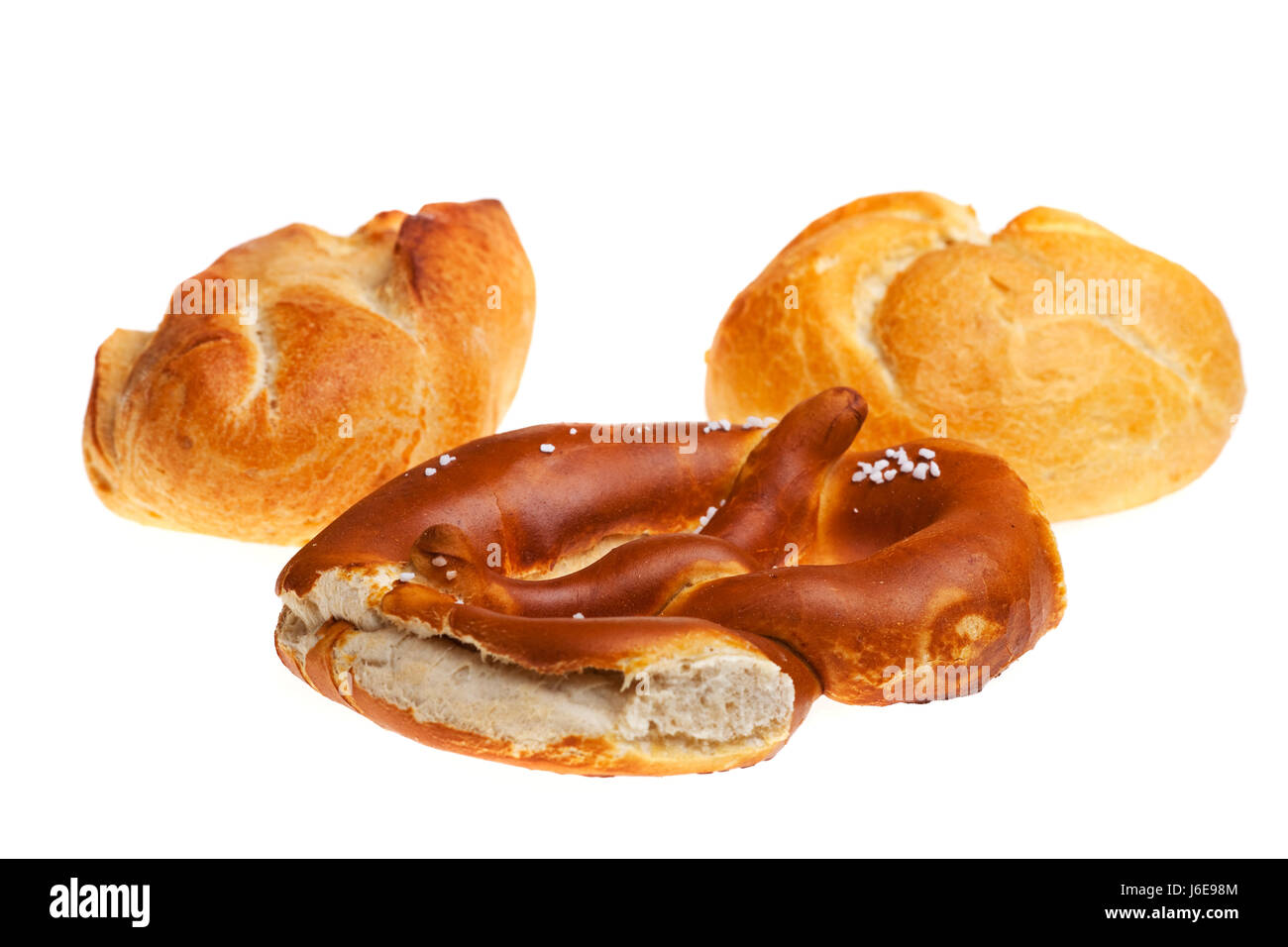 bavarian pretzel and bun isolated Stock Photo - Alamy