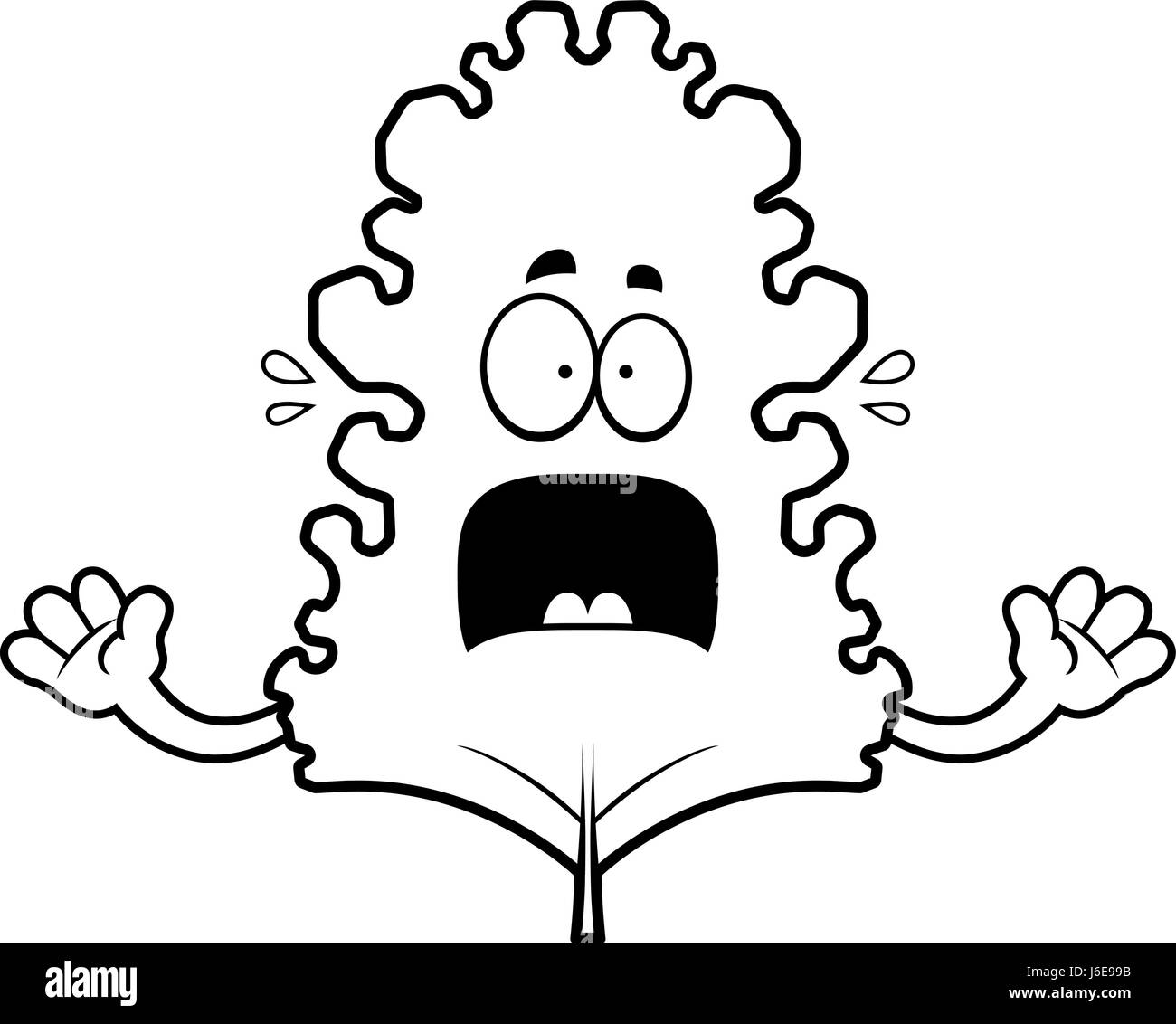 A cartoon illustration of a kale leaf looking scared Stock Vector Image ...