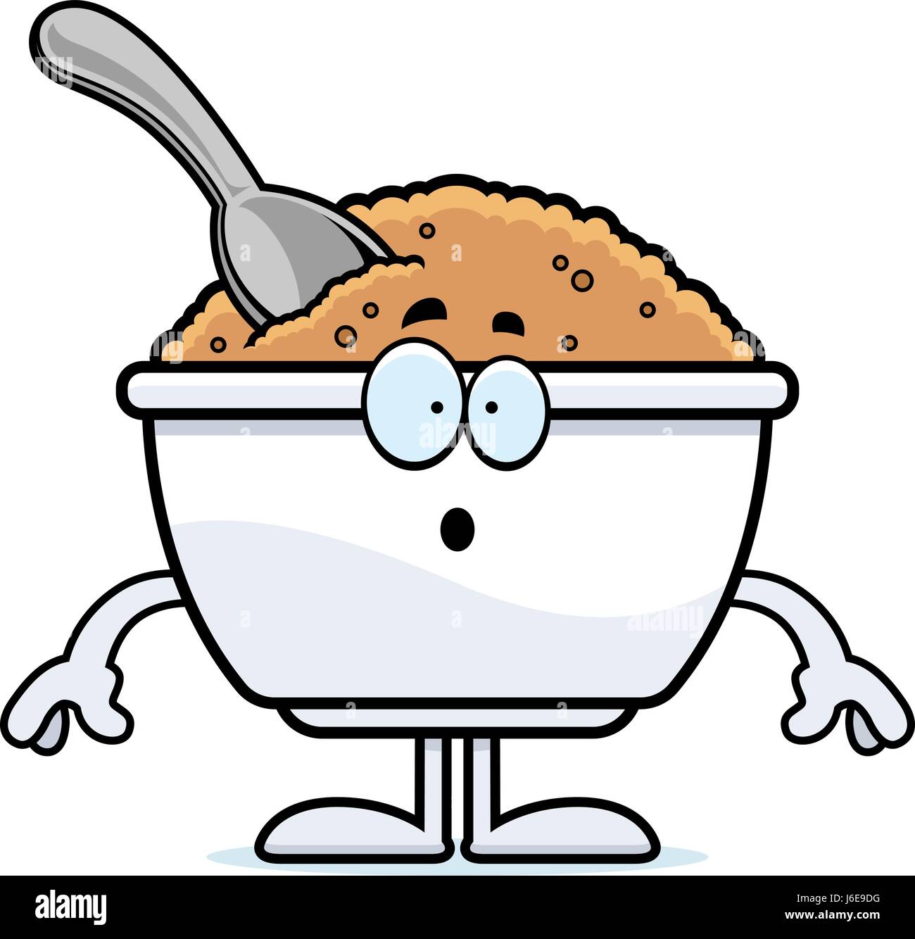 A cartoon illustration of a bowl of oatmeal looking surprised Stock ...