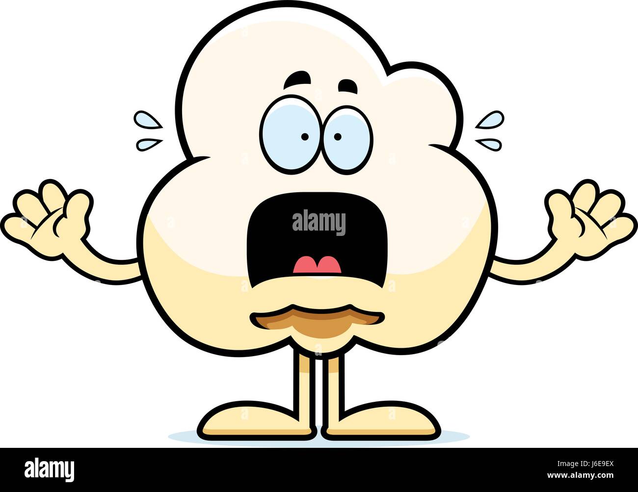 A cartoon illustration of a popcorn kernel looking scared Stock Vector ...
