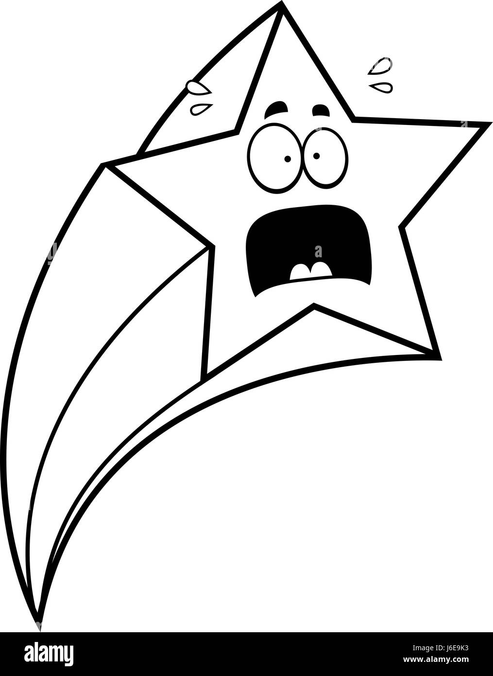 A cartoon illustration of a shooting star looking scared Stock Vector ...