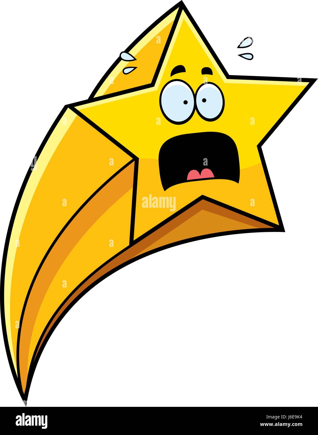 A cartoon illustration of a shooting star looking scared Stock Vector ...