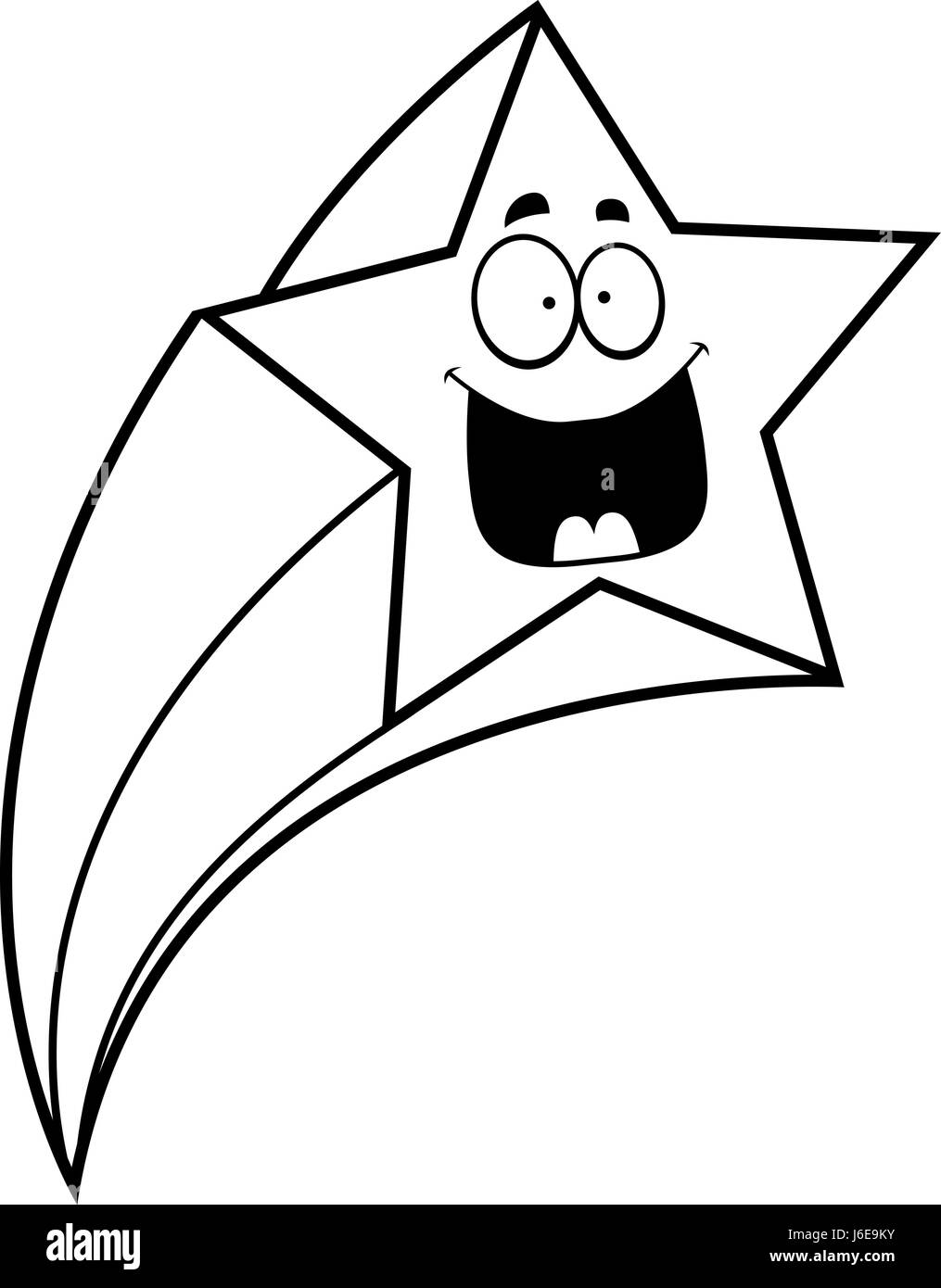 A cartoon illustration of a shooting star looking happy Stock Vector ...