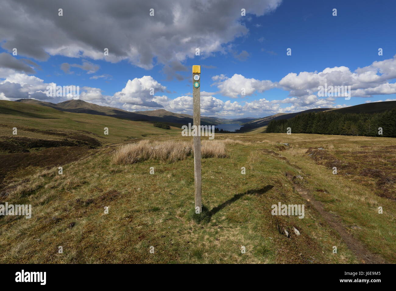 Marker post on Rob Roy Way Scotland May 2017 Stock Photo - Alamy