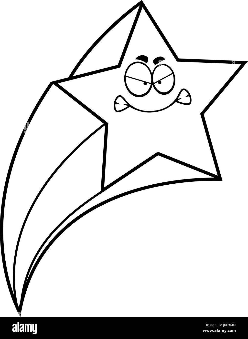 A cartoon illustration of a shooting star looking angry Stock Vector ...