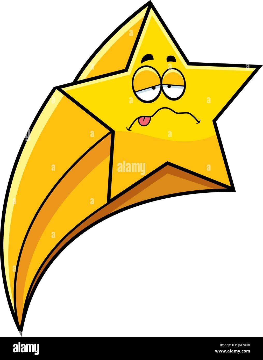 A cartoon illustration of a shooting star looking sick Stock Vector ...