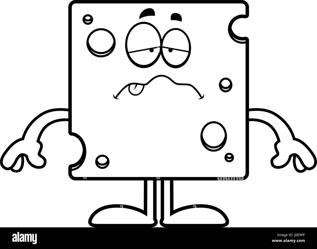 A cartoon illustration of a slice of Swiss cheese looking sick Stock ...