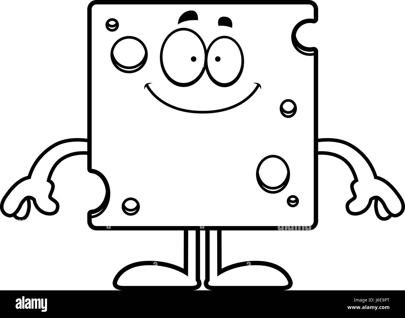 A cartoon illustration of a slice of Swiss cheese looking happy Stock ...