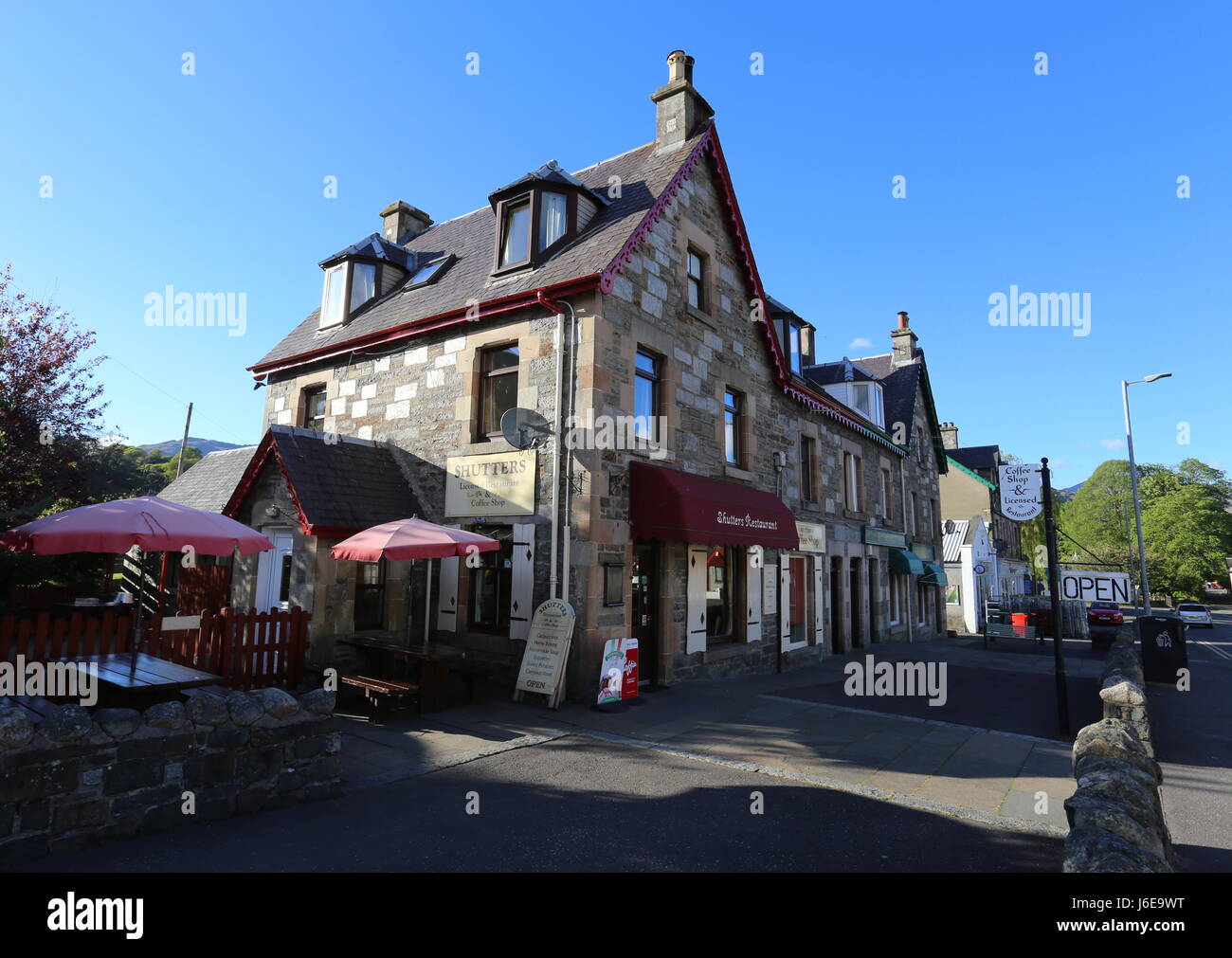 Exterior of Shutters Restaurant Killin Scotland May 2017 Stock Photo ...